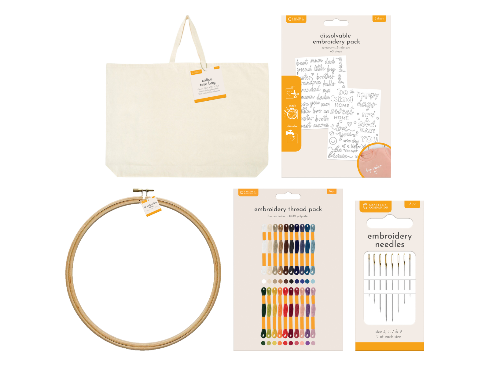 Crafter's Companion - Calico Tote Bag Embroidery Starter Kit | Crafters ...