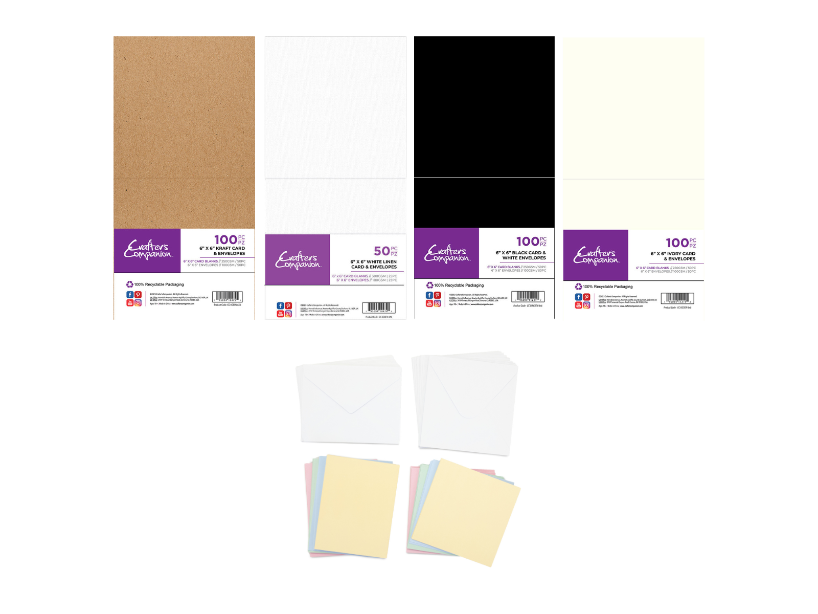 Crafter's Companion 6x6 Card & Envelopes Selection | Crafters Companion EU