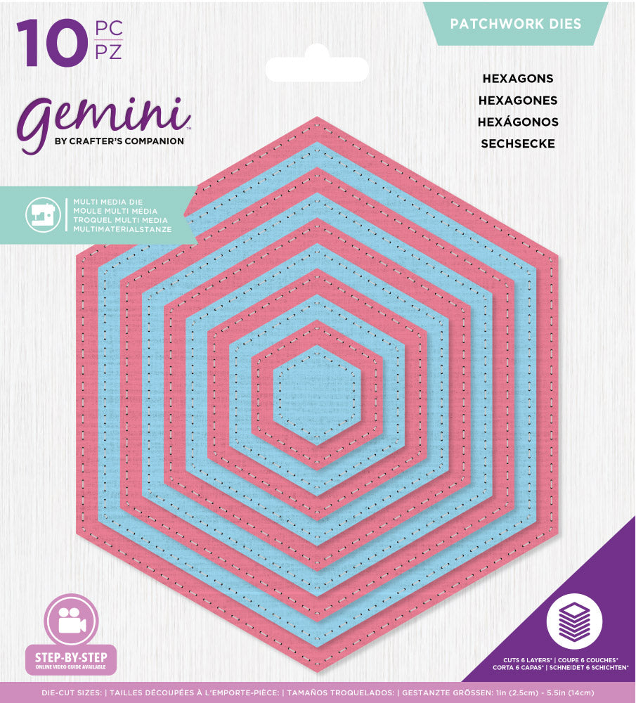 Gemini Multi Media Patchwork Dies - Hexagons | Crafters Companion EU